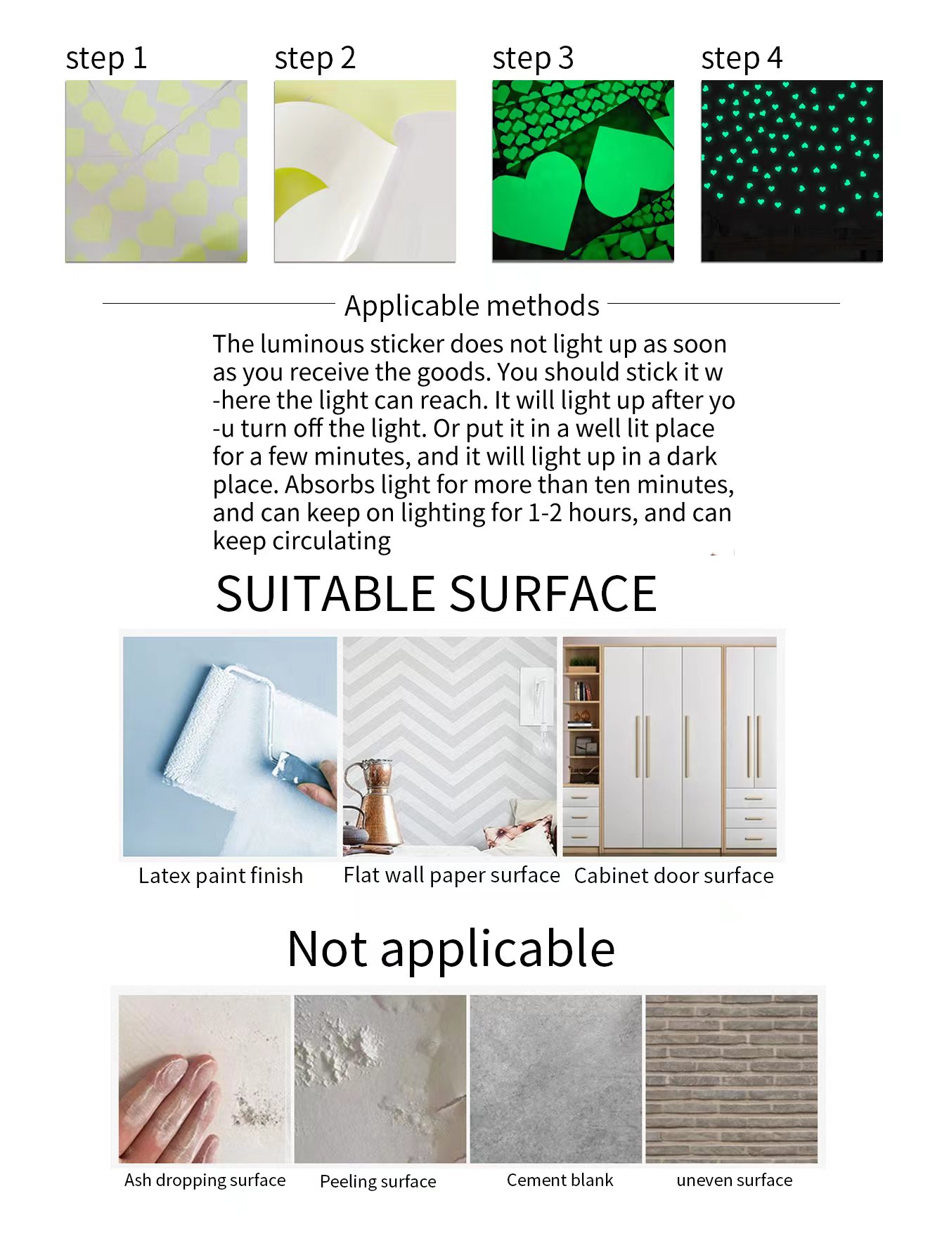 heart luminous sticker glow in dark wall decals diy ceiling - Temu Ireland