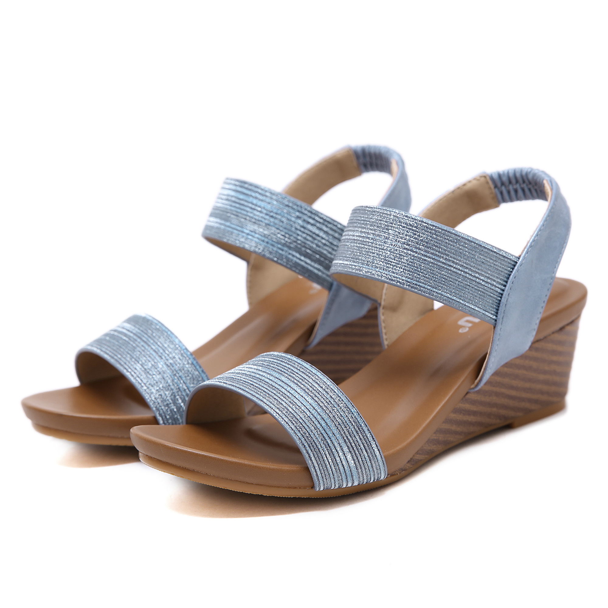 Women's Wedge Heeled Sandals Open Toe Round Toe Ankle Strap Sandals ...