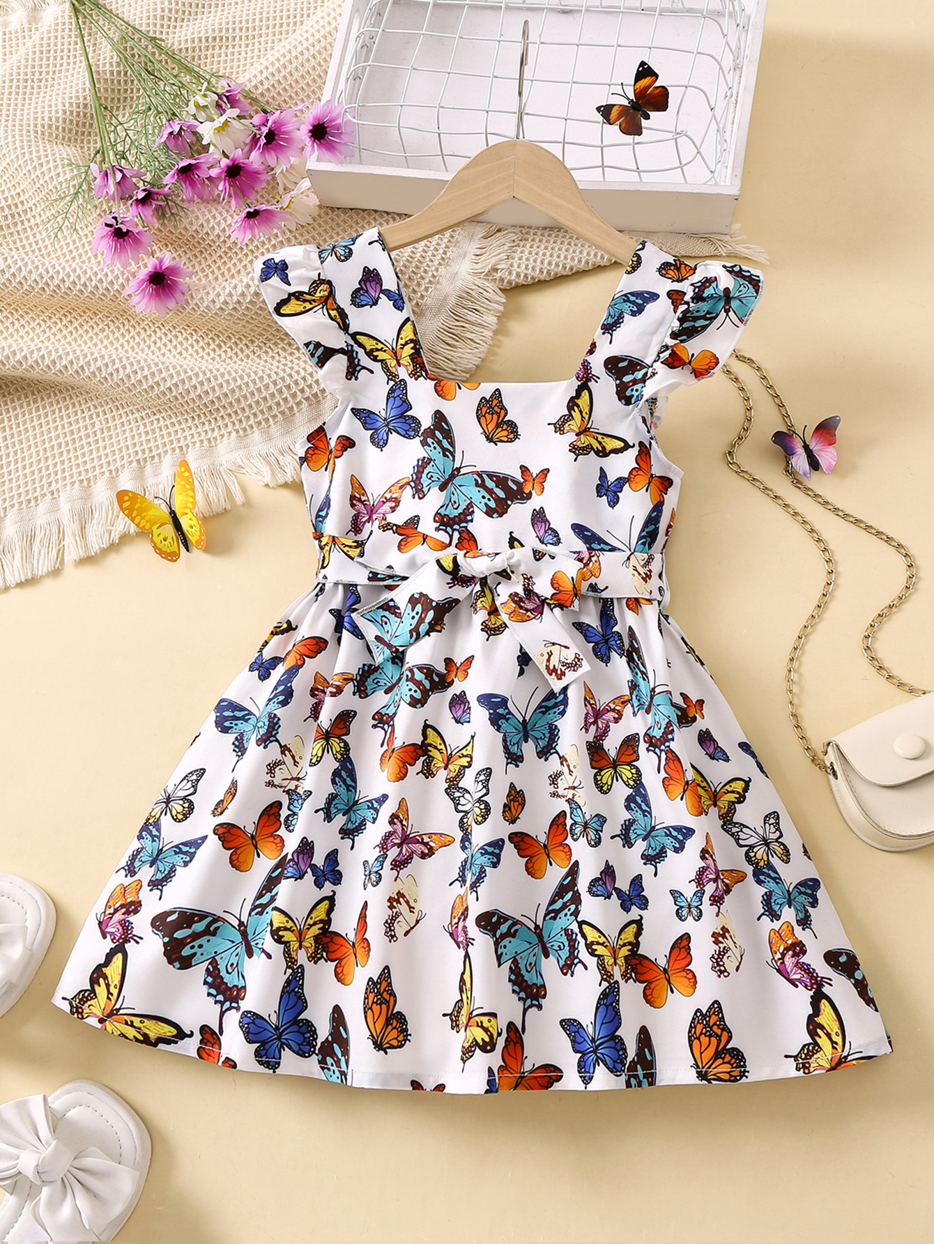 toddler girls graphic ruffle trim belted princess - Temu Australia