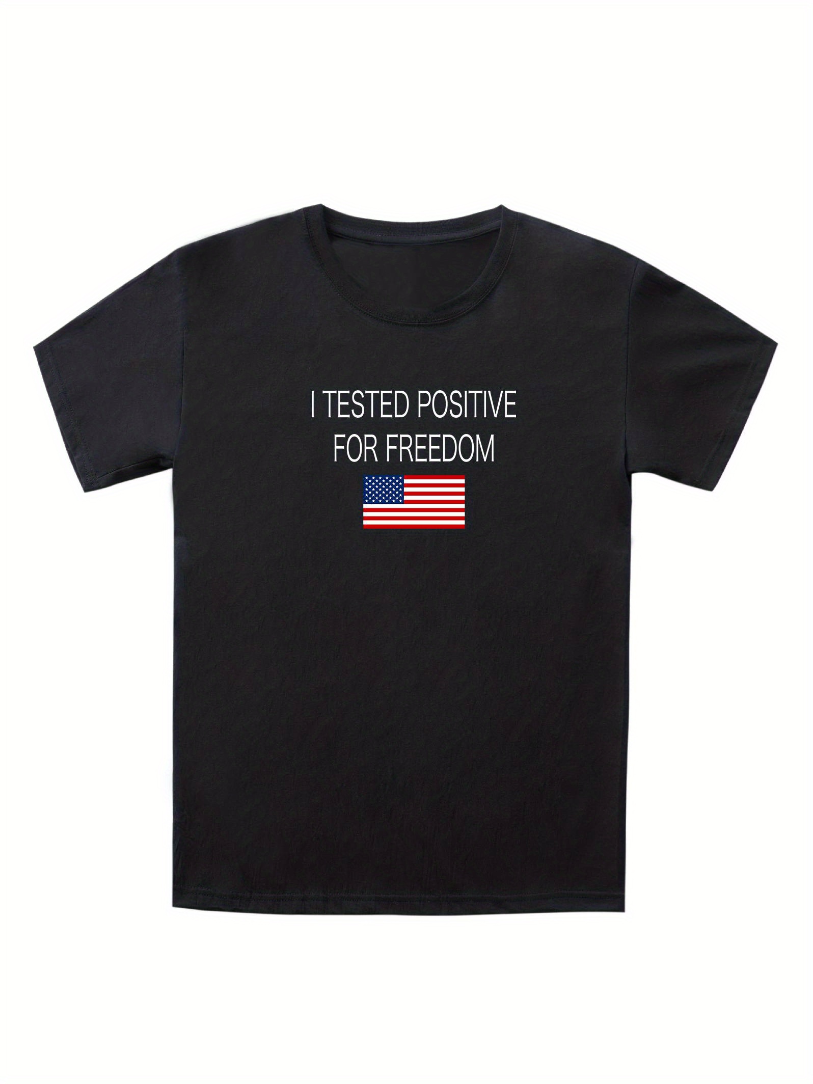 Mens Casual Trendy I Tested Positive For Freedom Flag Print Tees Short ...