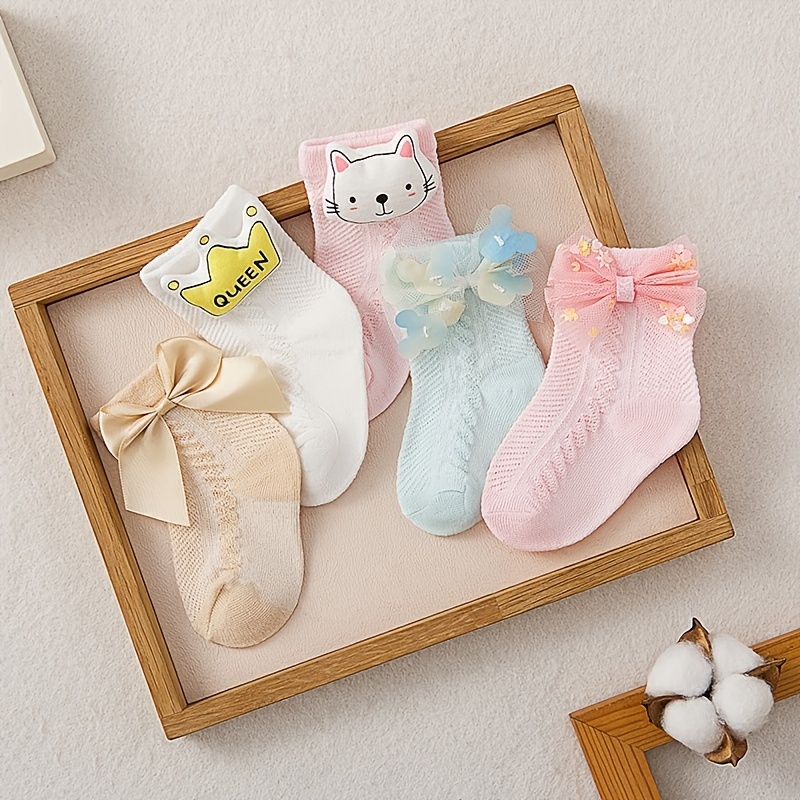 Baby Girls Cute Casual Knit Socks Mesh Bow Wings Decoration - Temu ...