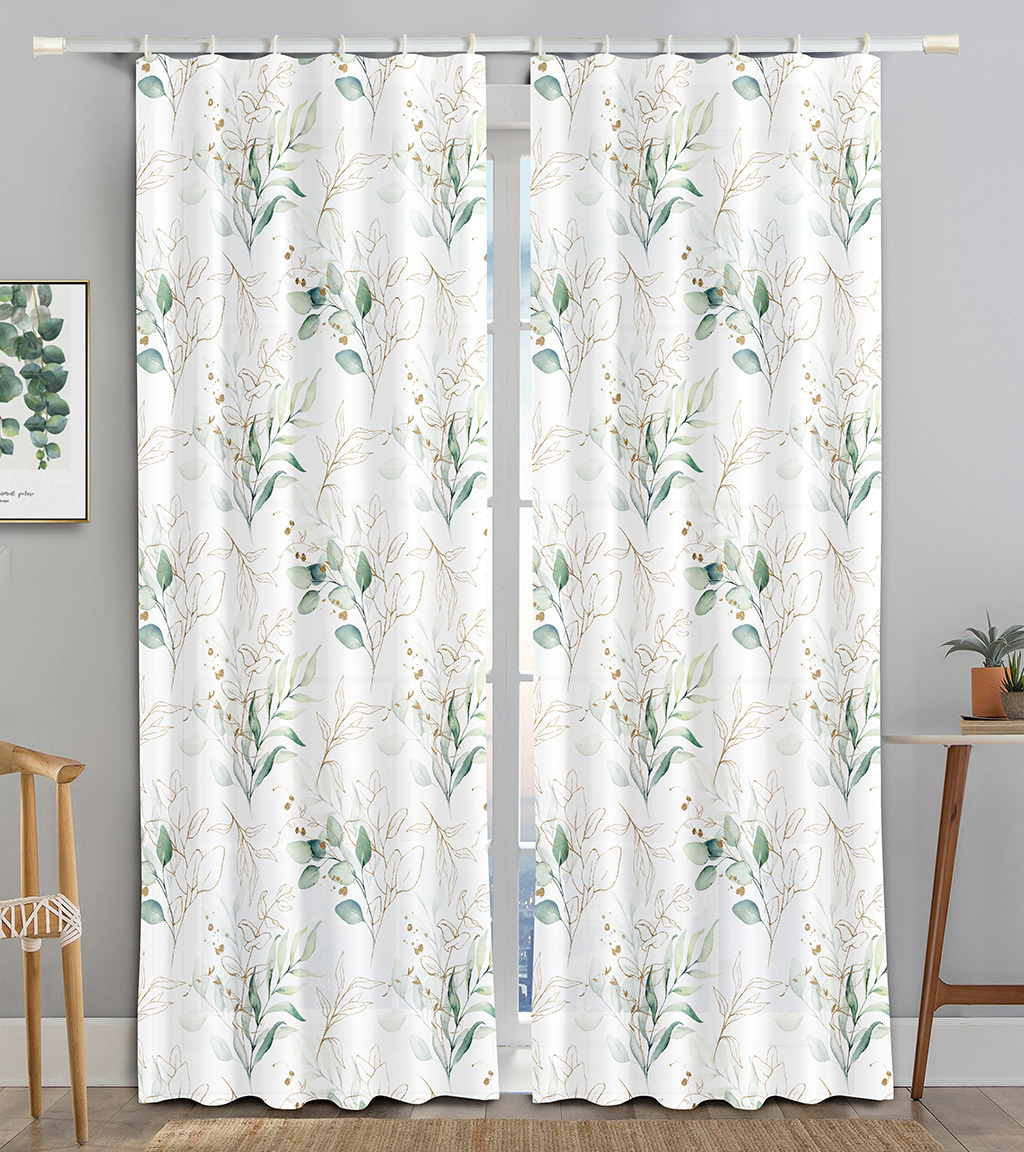 2 panels watercolor eucalyptus leaves window curtains - Temu Australia