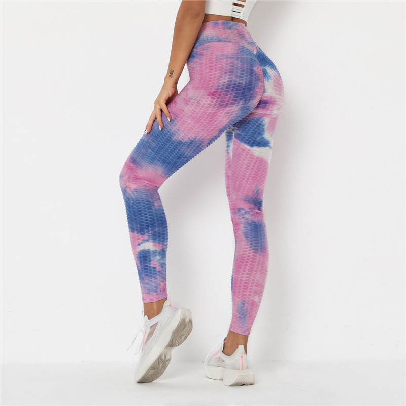 Tie Dye Textured Leggings Casual High Waist Butt Lifting - Temu United Kingdom