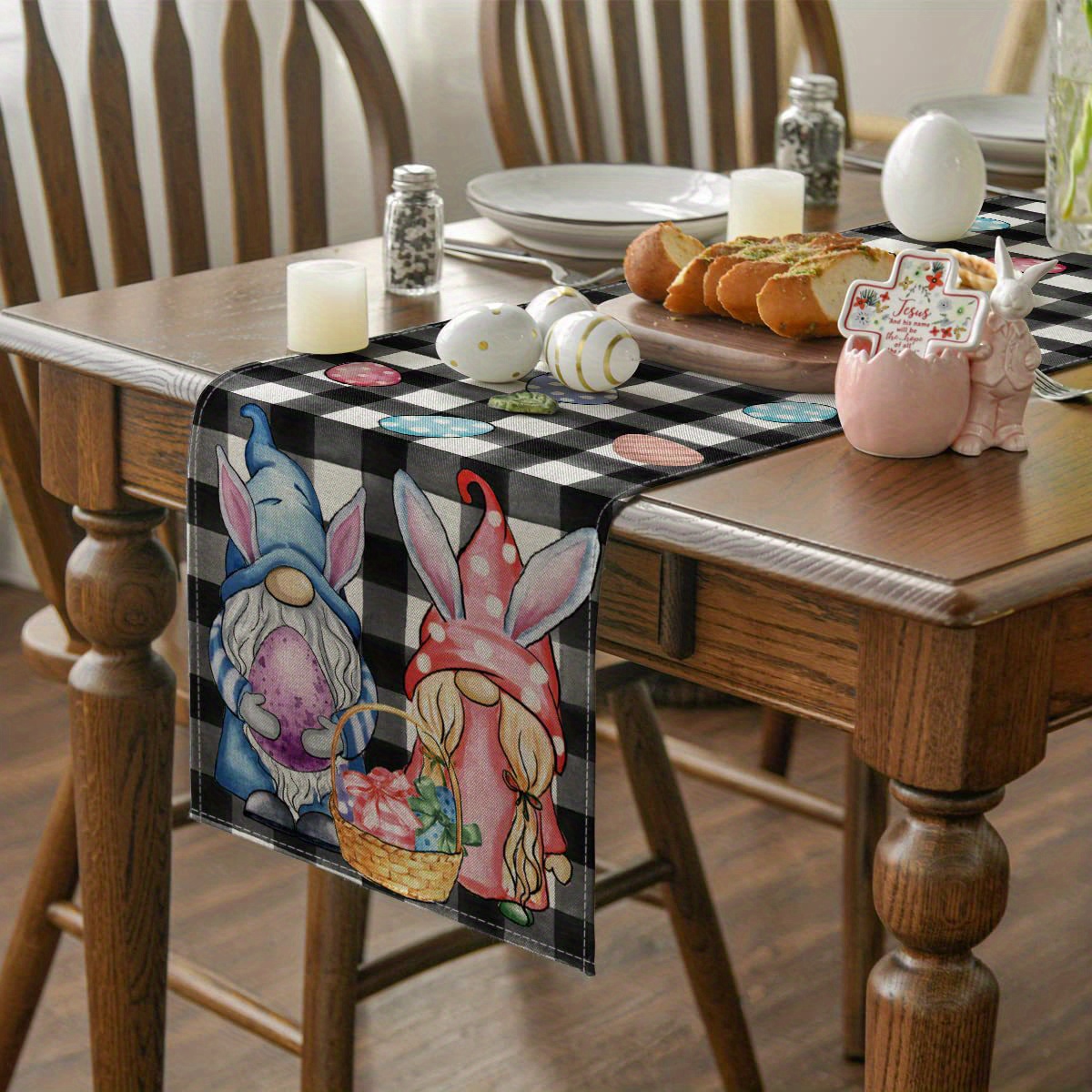 bunny gnomes eggs easter table runner spring - Temu Australia