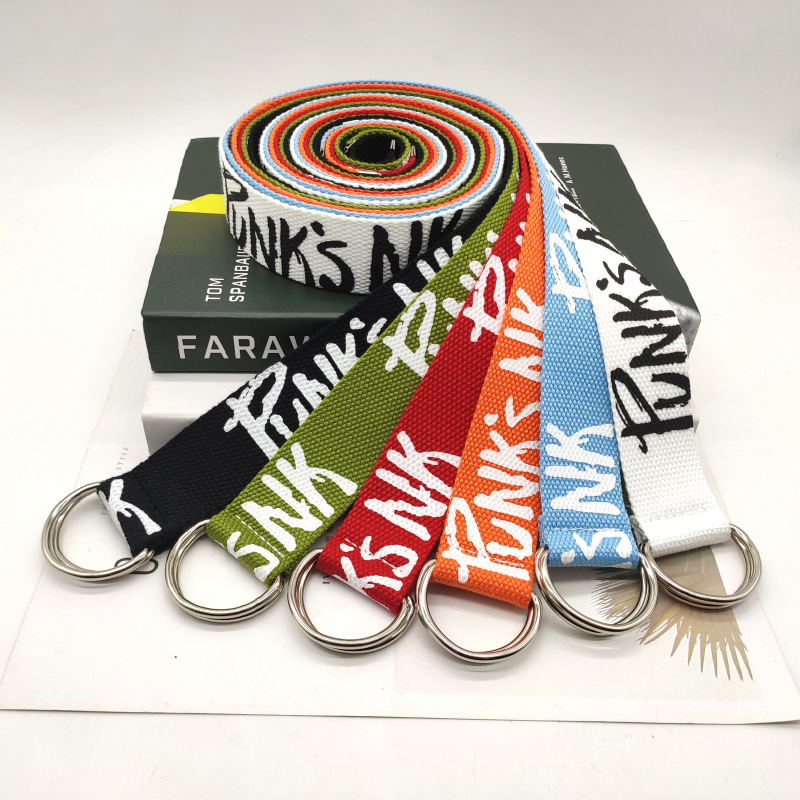 1pc unisex fashion canvas belt d shaped double ring le mens belt ladies ...