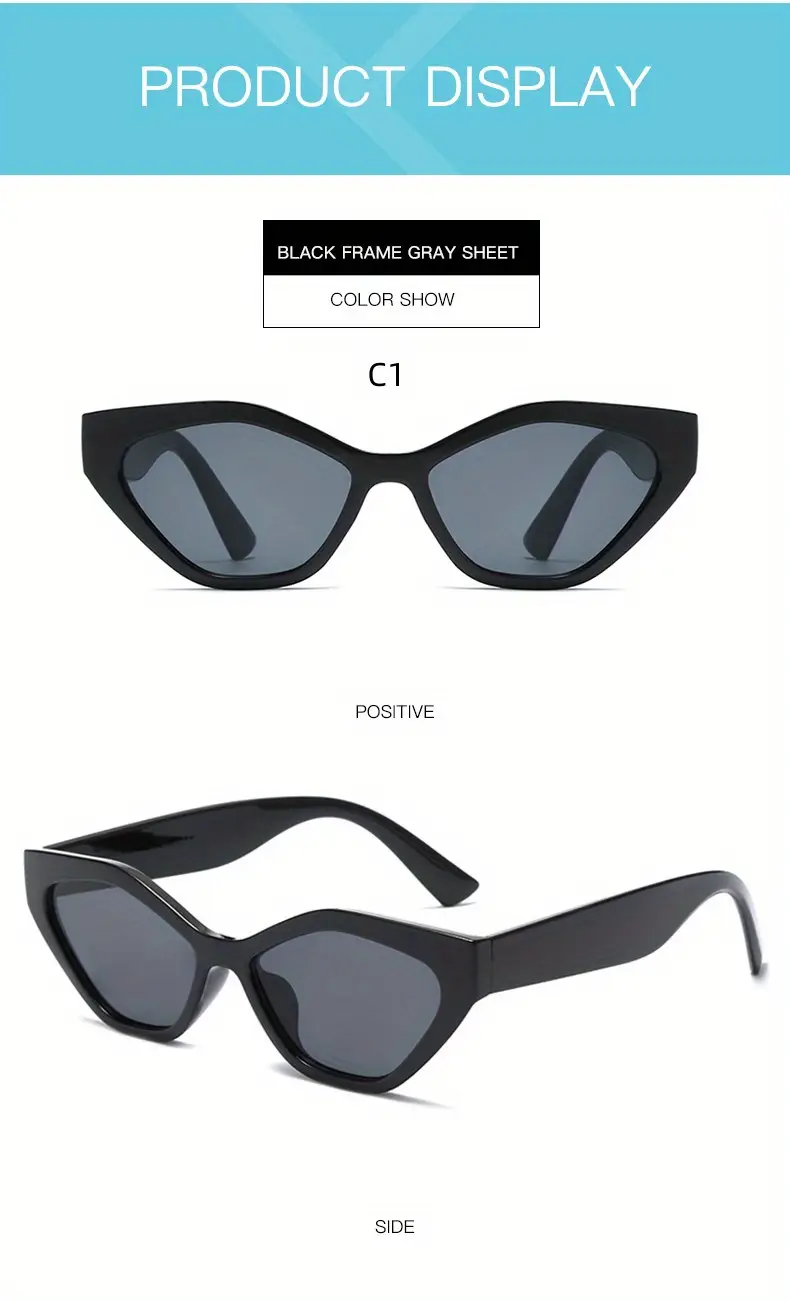 Women Y2k Punk Narrow Cat Eye Plastic Eyeglasses Temu