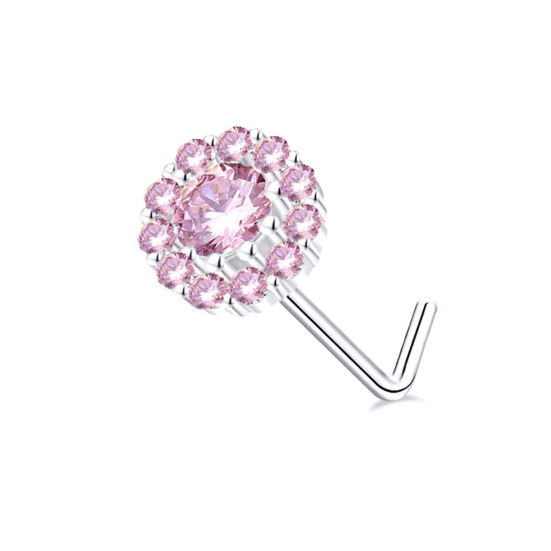 Stainless Steel Nose Ring Stud Pink Cz Heart Nose - Temu United Kingdom