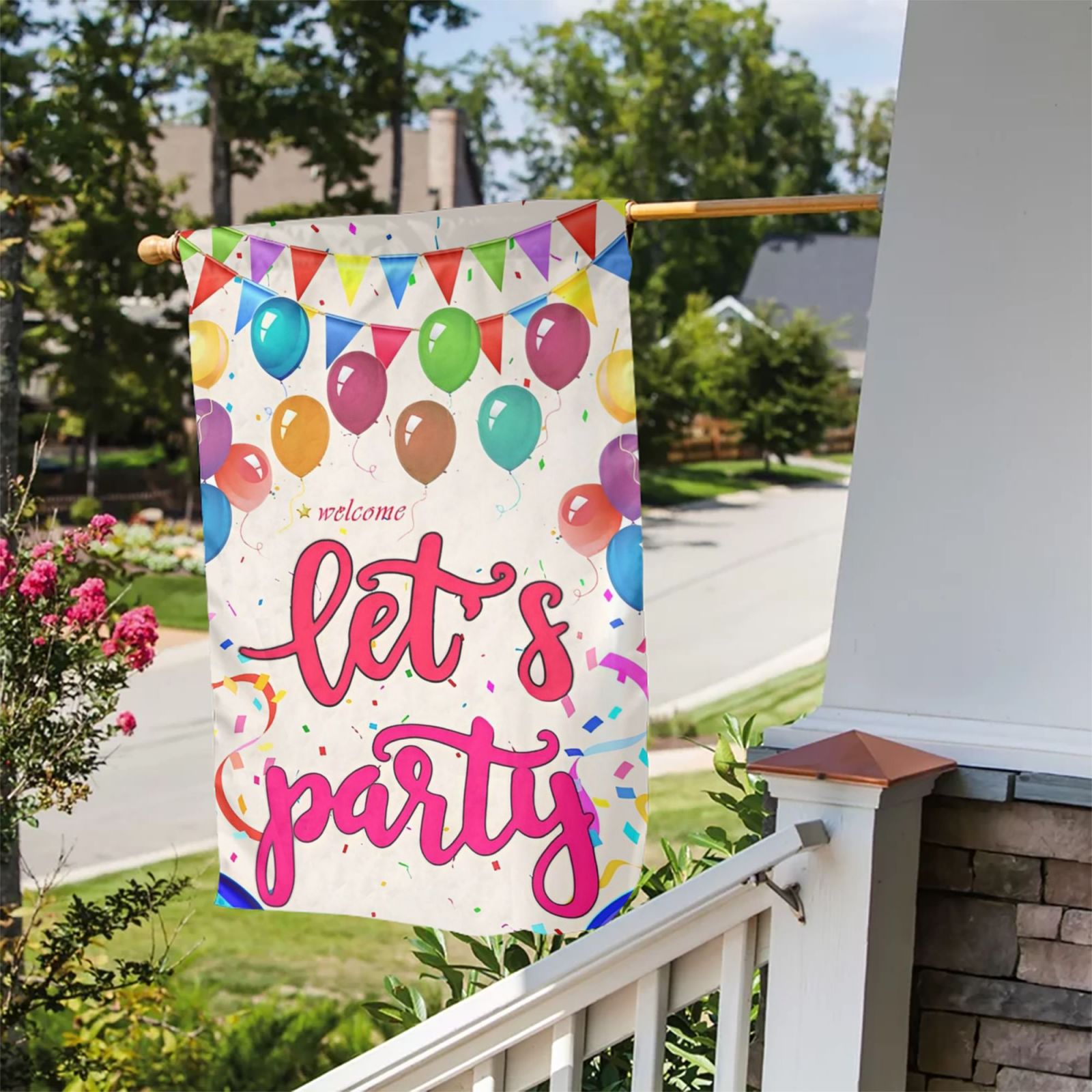 1pc Let's Party Garden Flag Indoor Outdoor Birthday Decorative Small ...