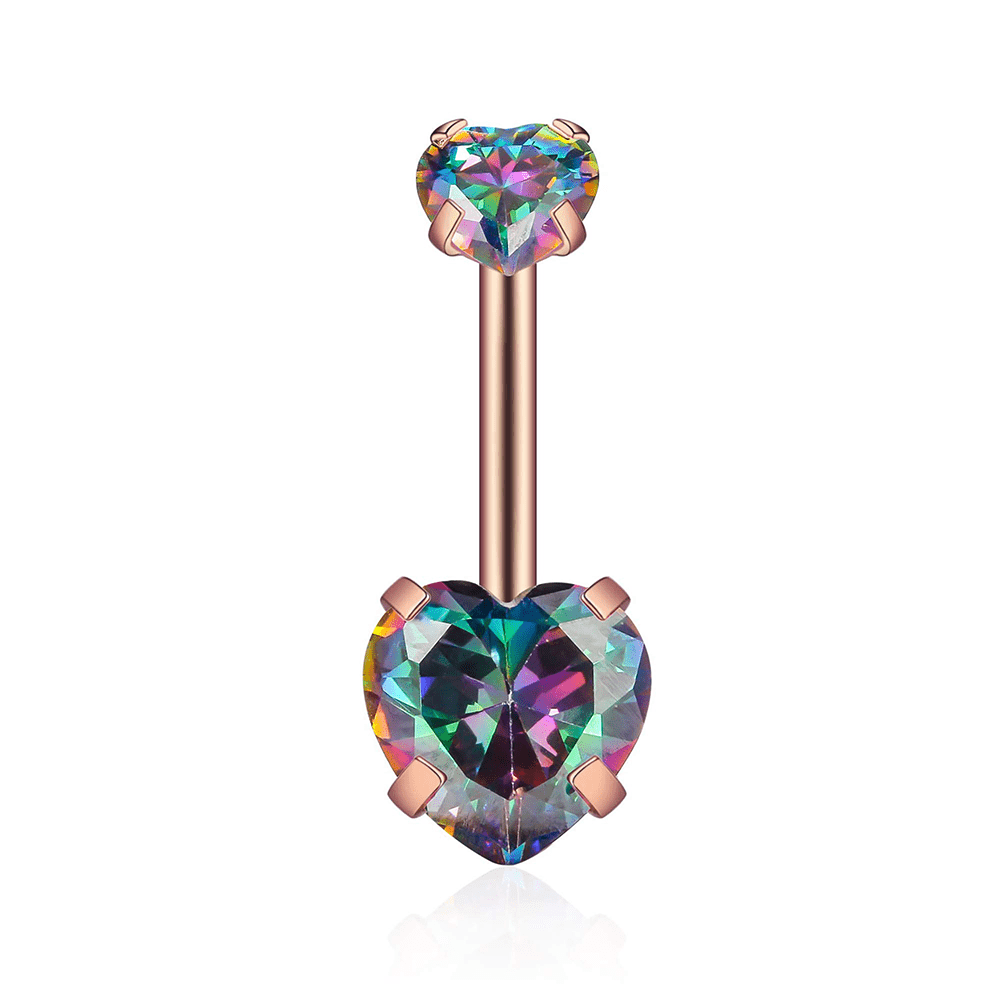 Inlaid Love Heart Shiny Cz Belly Button Ring Minimalist - Temu United ...