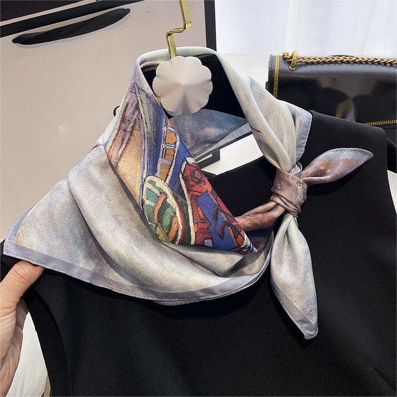 sailboat small square scarf classic oil painting print - Temu New Zealand