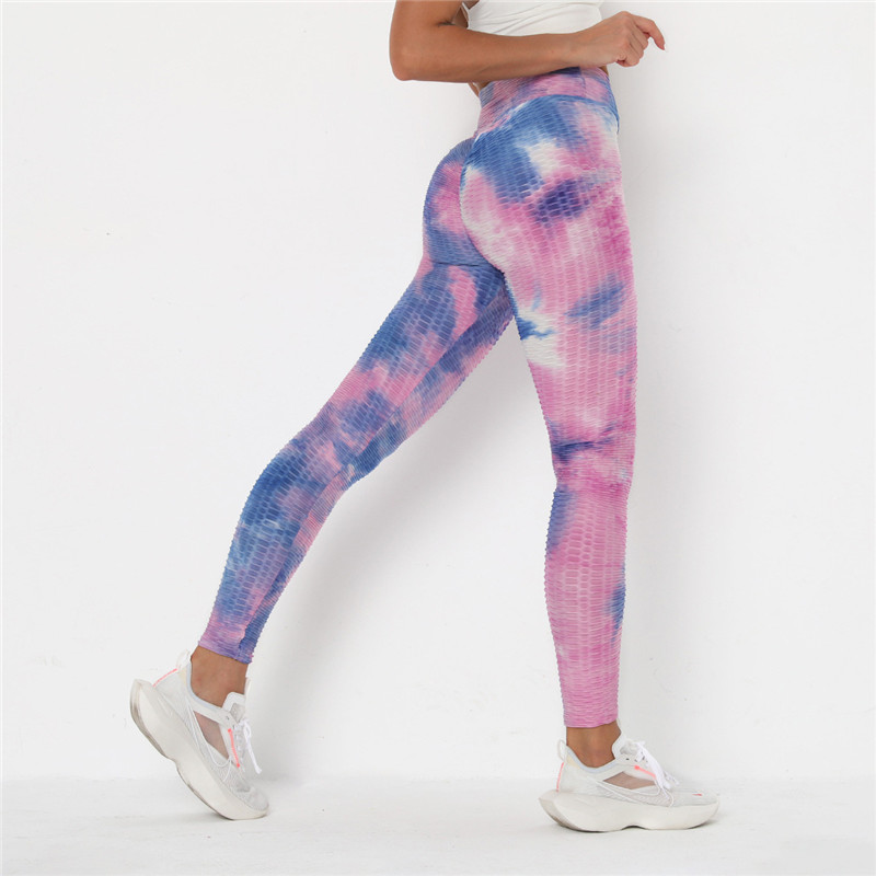 Tie Dye Textured Leggings Casual High Waist Butt Lifting - Temu United Kingdom