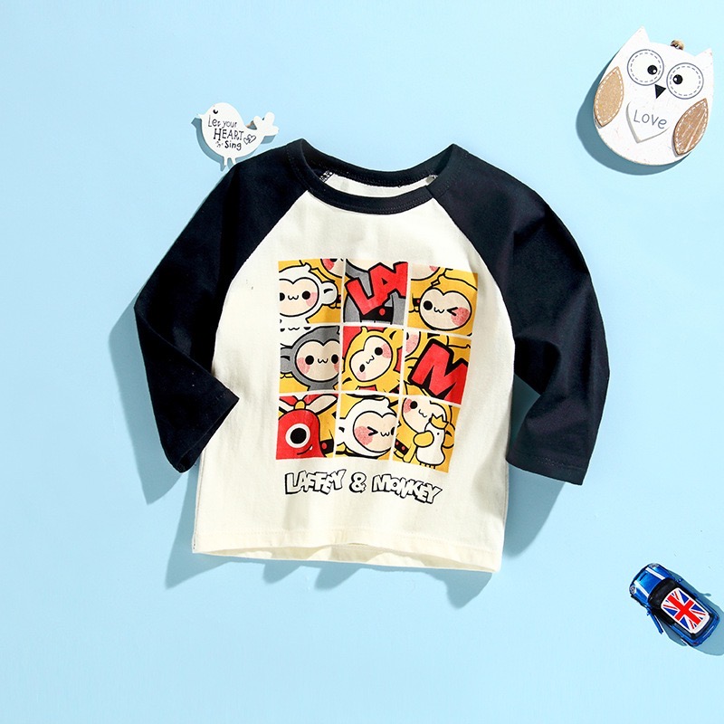 Boys " Monkey" Round Neck Long Sleeves Cotton T shirt - Temu Norway