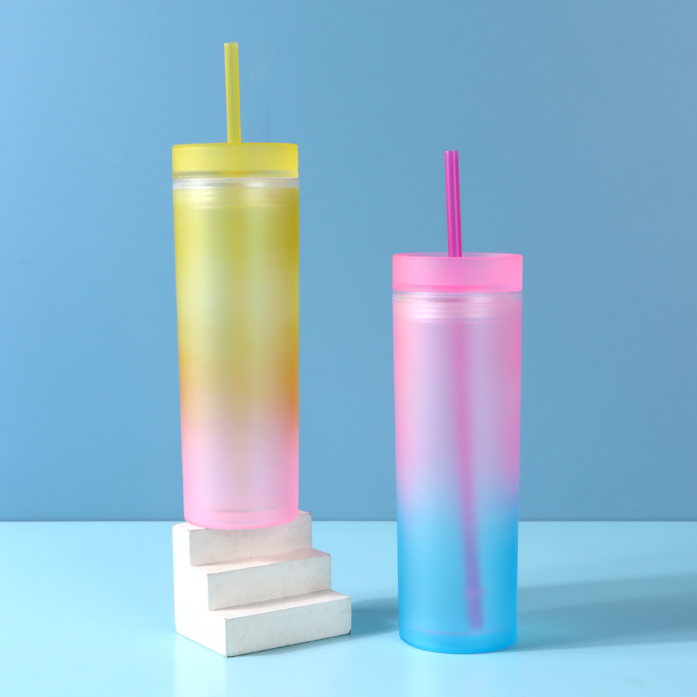 1pcs Gradient Straight Plastic Cup 16 9oz Decoration Party Cup Fancy ...