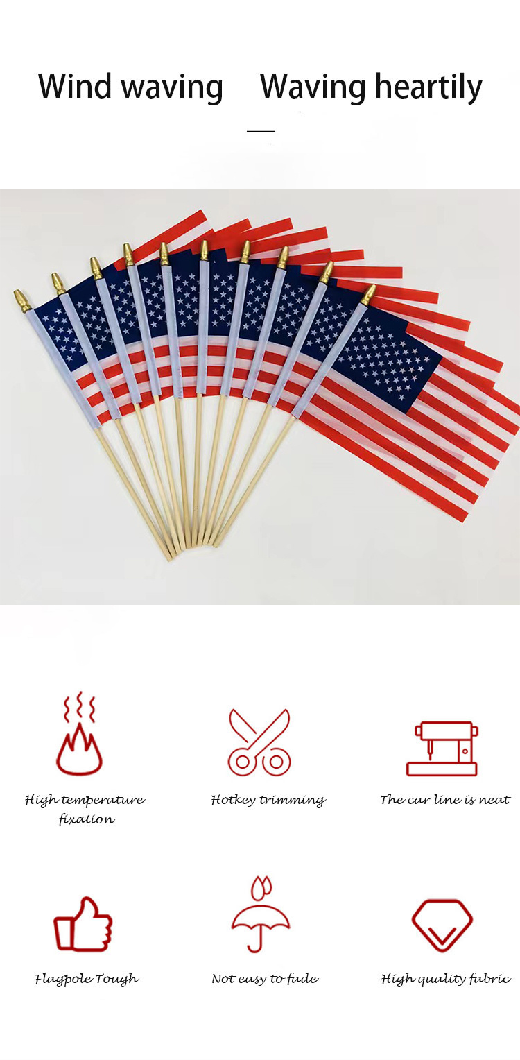 Wooden Pole American Flag Hand Flag Wooden Flagpole - Temu