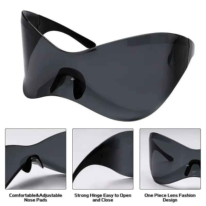 Oversized One Piece Y2k Sunglasses Triangle Hip Hop Temu