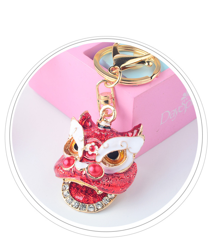 Creative Keychain Chinese Style Lion Inlaid Rhinestone - Temu United