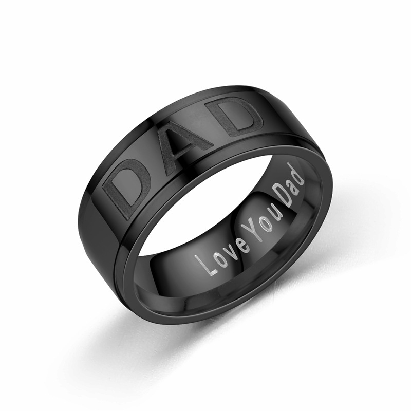 Engraved Love Dad Stainless Steel Titanium Steel Ring Dad - Temu New Zealand