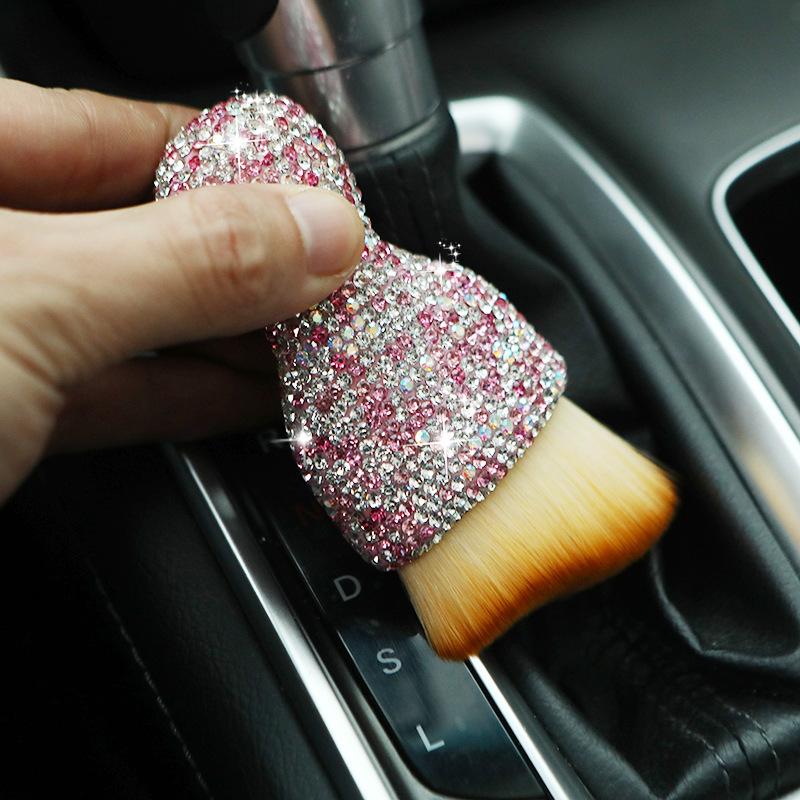 Car Interior Dust Brush Bling Rhinestone Handle Soft - Temu New Zealand