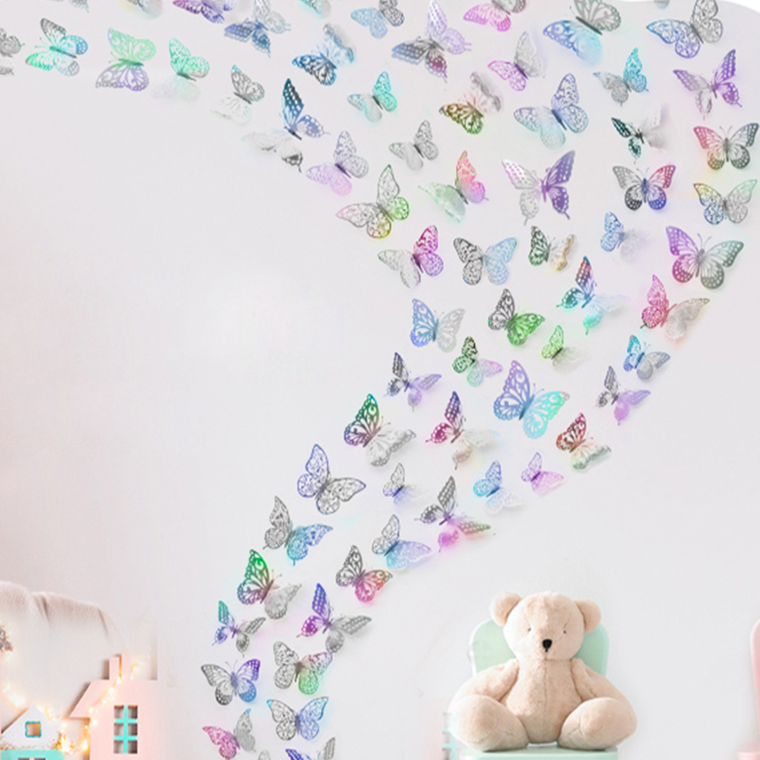 3d Butterfly Wall Decor 4 Styles 3 Sizes Gold Butterfly - Temu