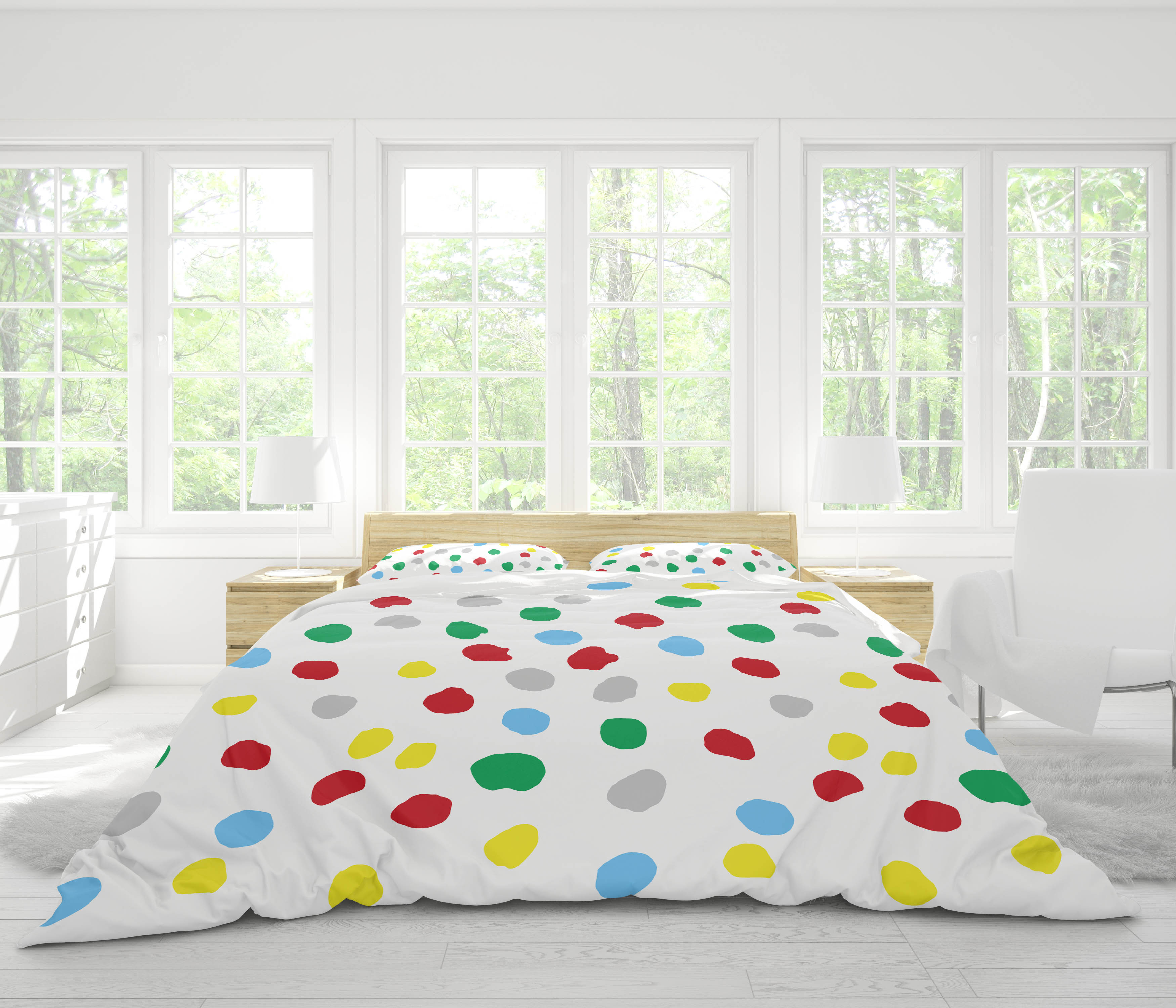 Quilt Cover Set Colorful Geometric Dot Printed Bedding Set - Temu
