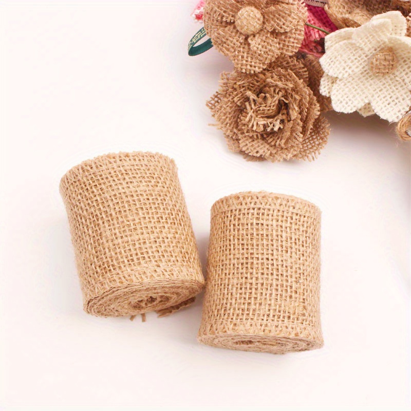 Diy Natural Burlap Webbing Jute Roll Linen Cloth Strip Bow - Temu