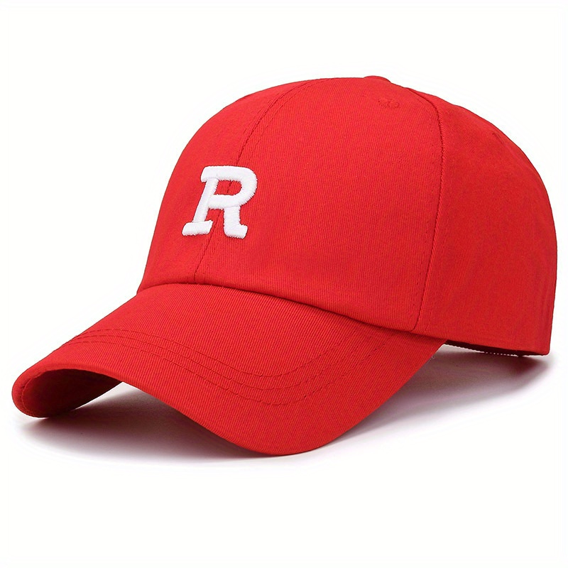 Letter R Embroidery Baseball Cap Cotton Solid Color - Temu New Zealand