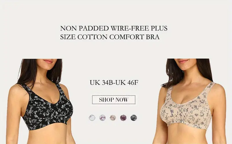 Floral Print Full Coverage Bra Comfy Soft Wireless Intimates Temu