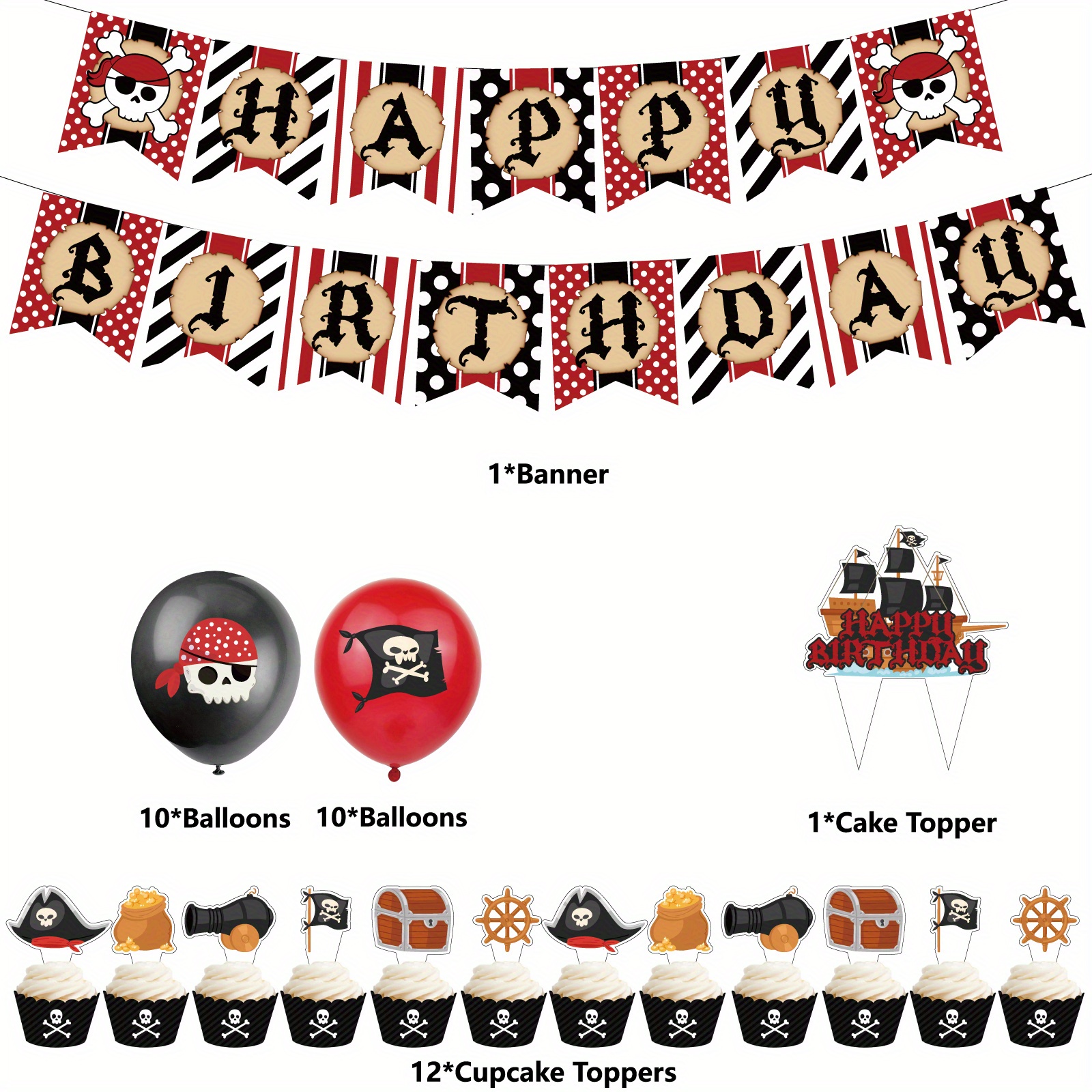 Pirate Theme Party Decoration Set Pirate Ship Cartoon Flag - Temu Australia