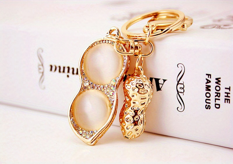 peanut charm keychain customizable key ring bag - Temu Australia