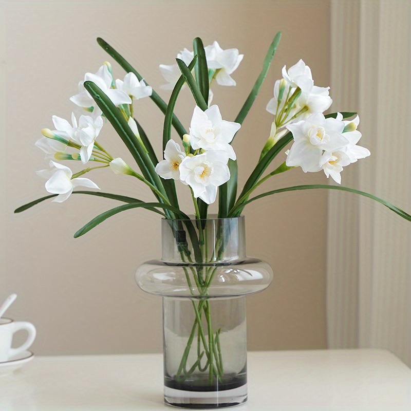 1pc 인공 꽃 인공 수선화 꽃 가짜 꽃 현실적인 시뮬레이션 꽃 피는 Diy 공예 신부 꽃다발 홈 테이블 거실 장식 실내