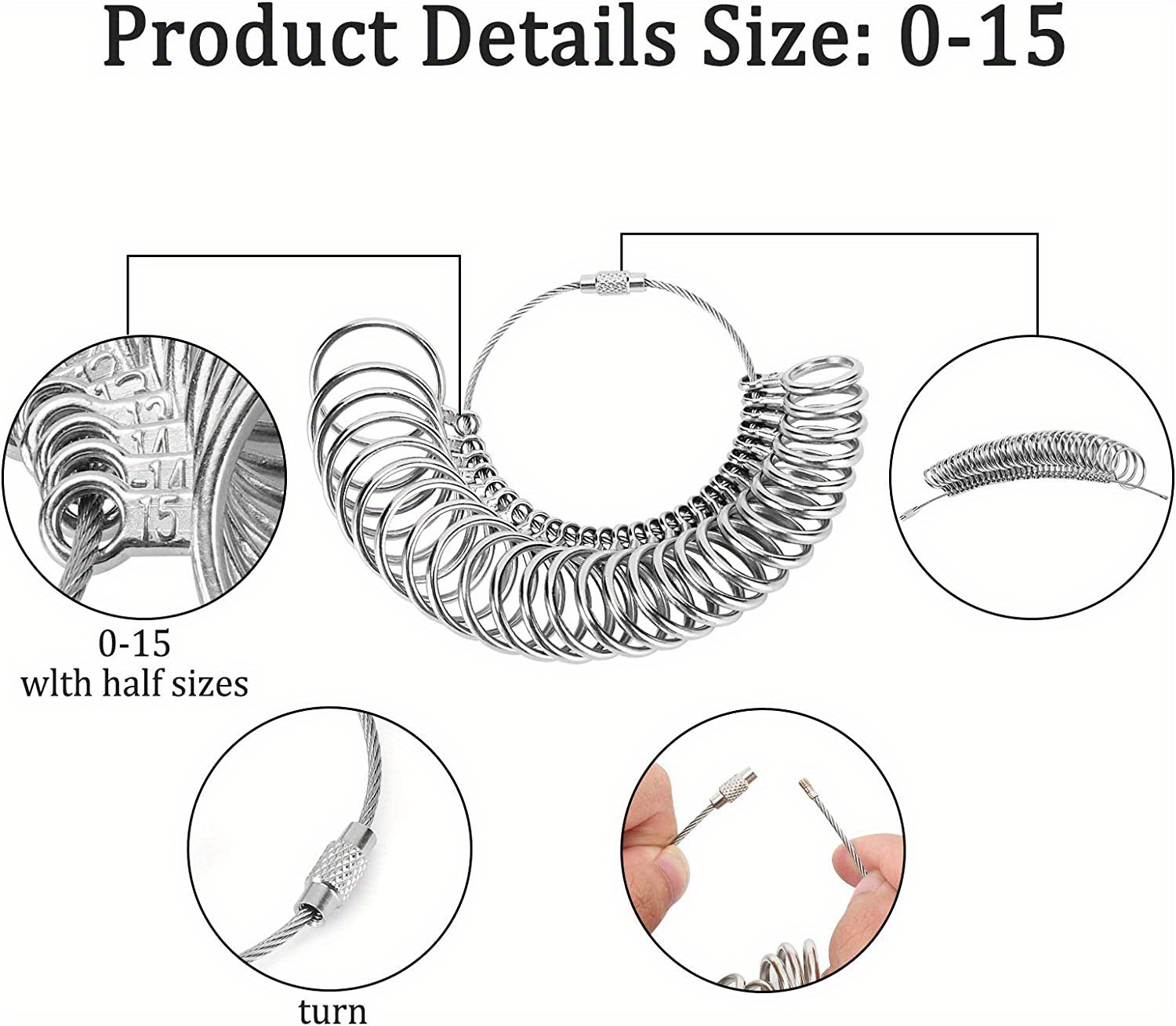 Ring Sizer Measuring Tool Including Ring Mandrel Ring Gauge - Temu ...