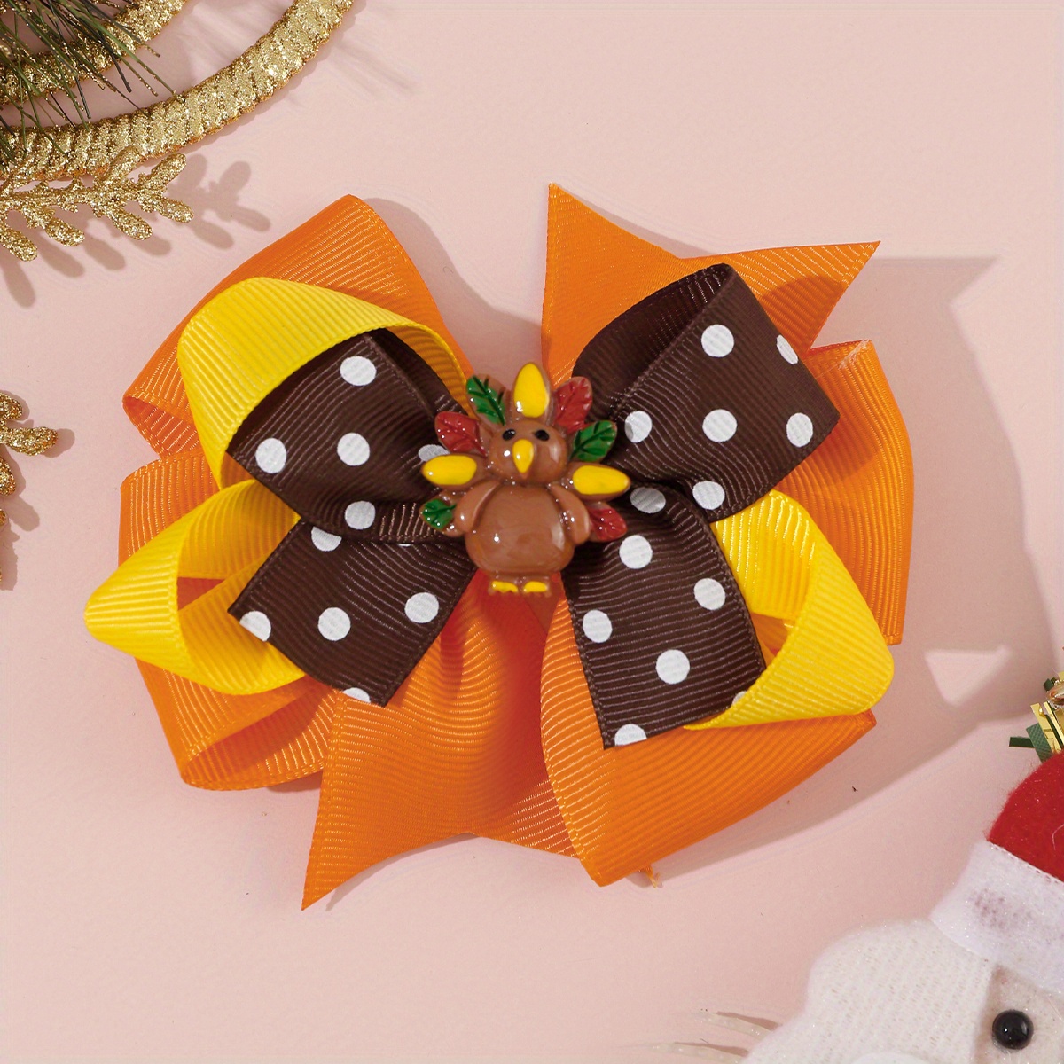 Thanksgiving Day Gifts Polka Dot Turkey Bowknot Hair Clip - Temu United
