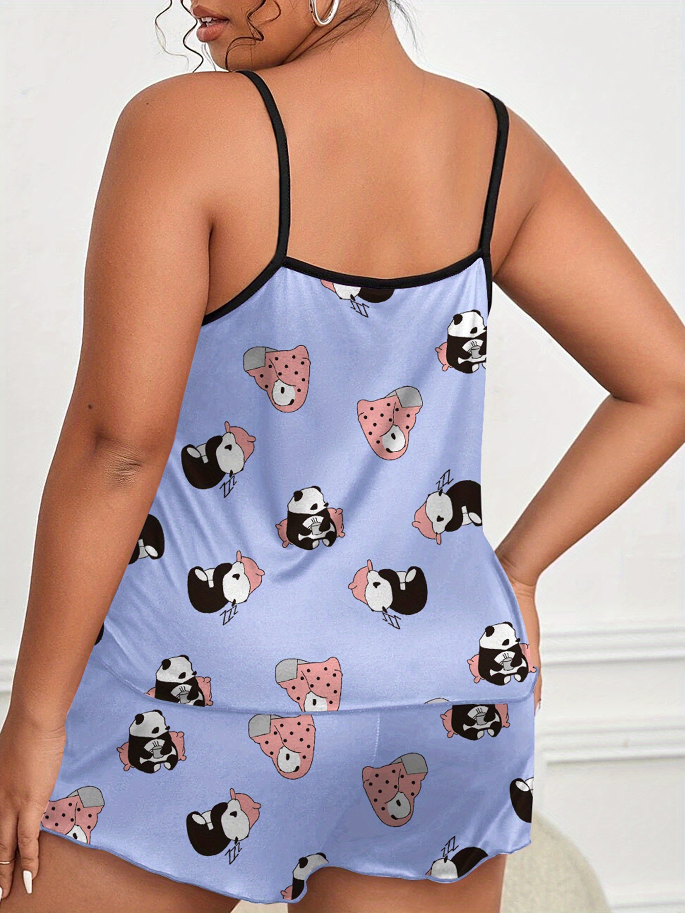 plus size cute pajamas set women's plus cartoon panda print - Temu New Zealand