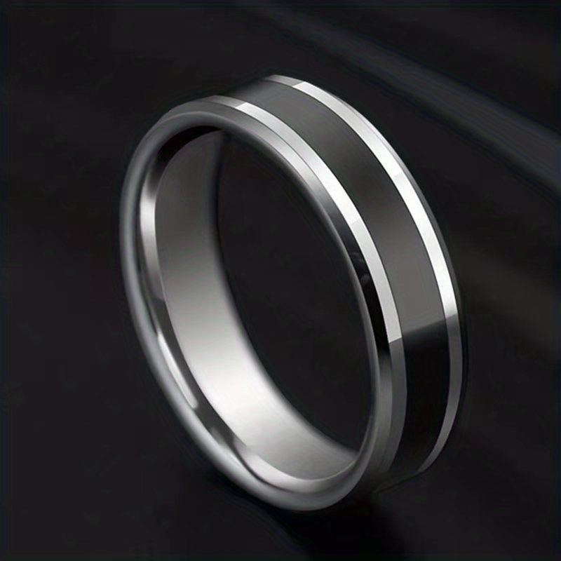 Fashionable Stainless Steel Matching Rings Black White - Temu