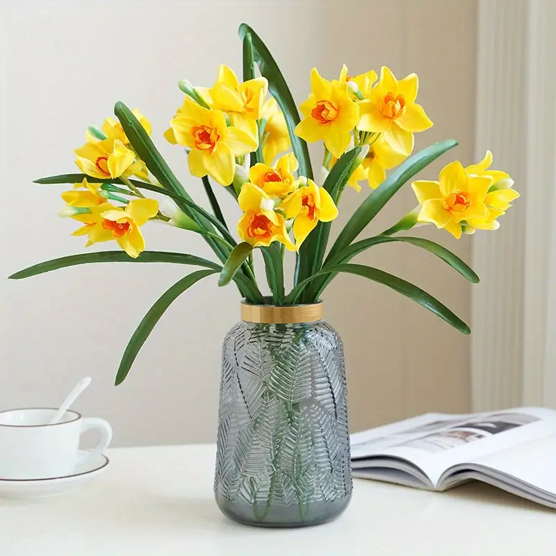 1pc 인공 꽃 인공 수선화 꽃 가짜 꽃 현실적인 시뮬레이션 꽃 피는 Diy 공예 신부 꽃다발 홈 테이블 거실 장식 실내