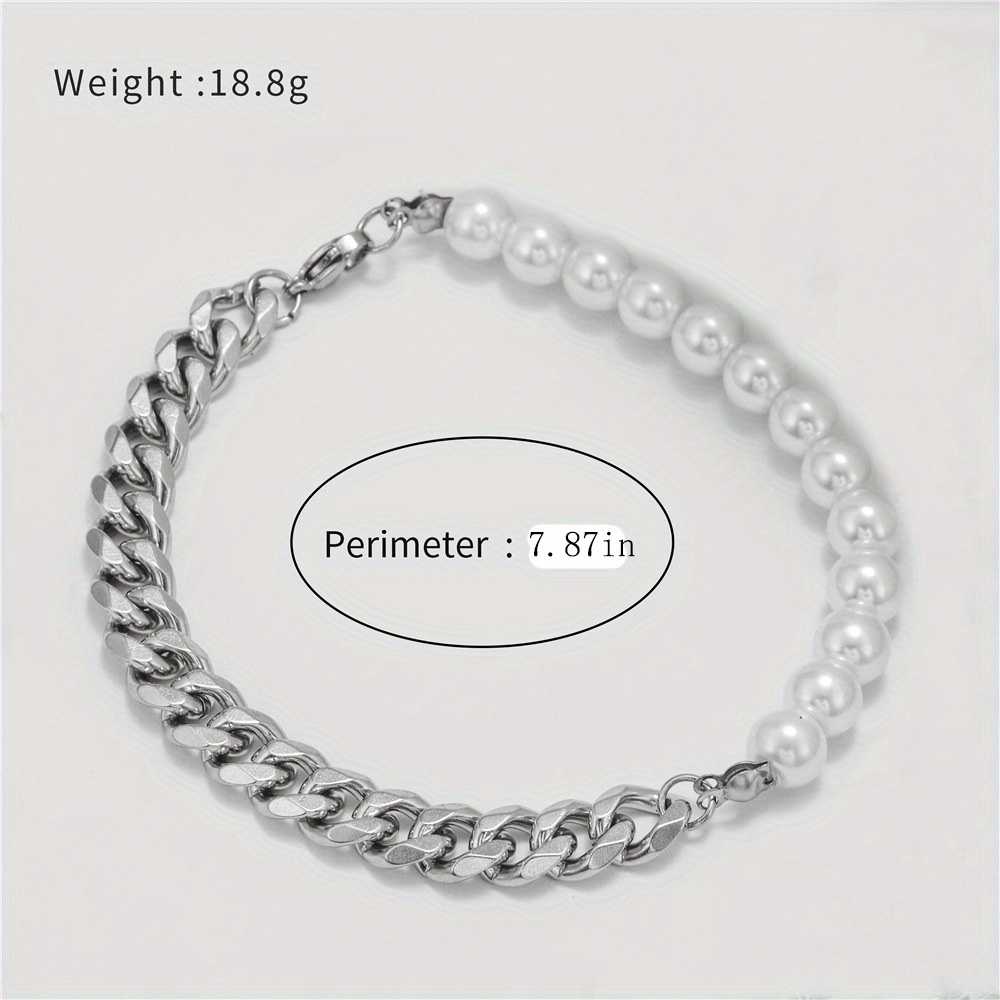Titanium Steel Cuban Chain Men's Pearl Bracelet | Shop Now For Limited ...