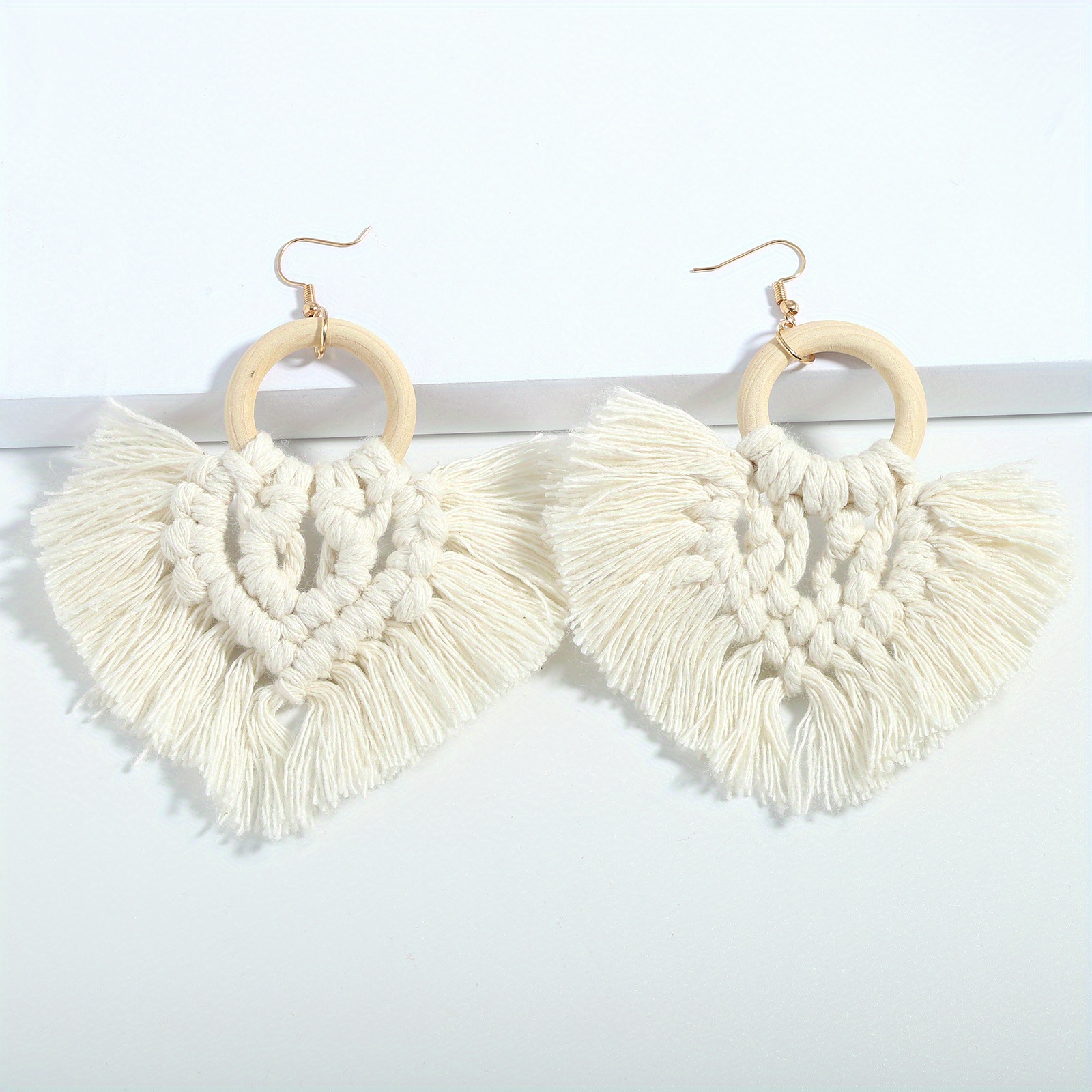 Heart Shape Tassel Design Dangle Earrings Handmade Braided - Temu Australia