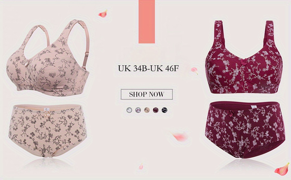Floral Print Full Coverage Bra Comfy Soft Wireless Intimates - Temu