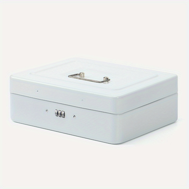 1pc Portable Cash Box With Cash Tray Small Safe With Password Lock Cash ...