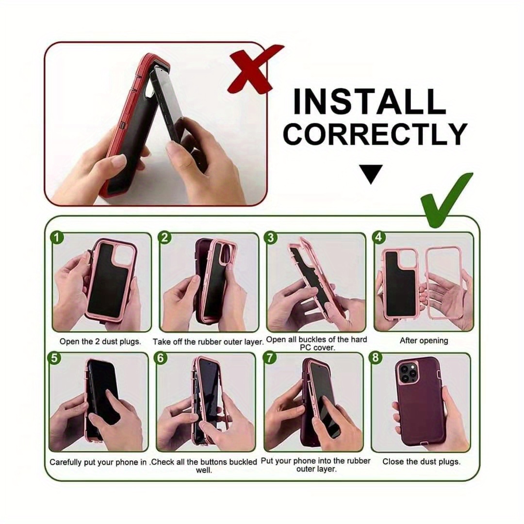 Drop Protection Full Rugged Shockproof Dust Proof 3 Layer - Temu Australia