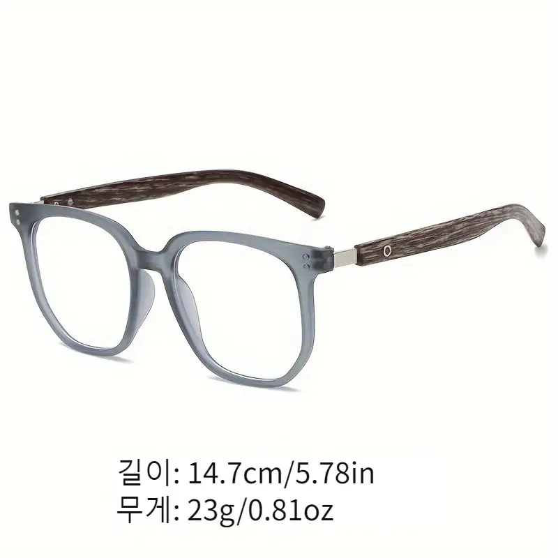 푸른 빛 차단 안경 레트로 대형 사각형 투명 렌즈 컴퓨터 안경 여성 남성을위한 나뭇결 사원 안경 Temu Republic