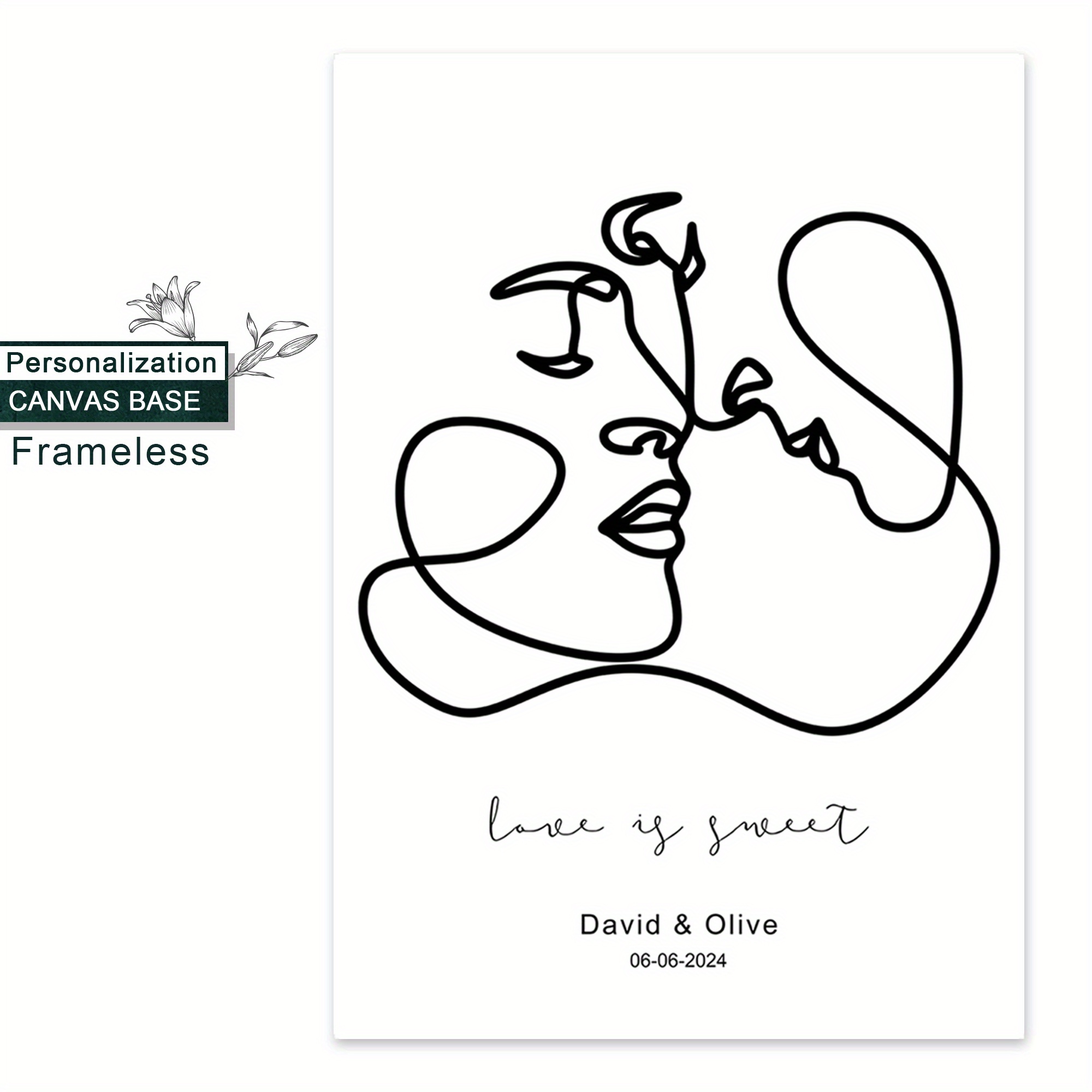 Personalized Lovers Wall Art Names Date Cute Wedding - Temu Australia