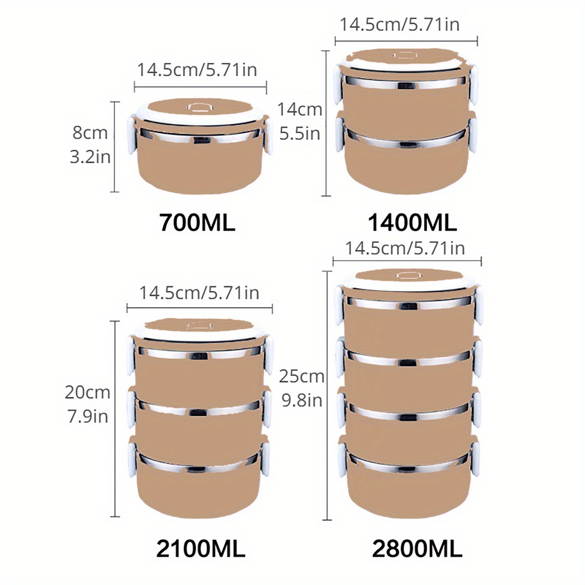 1pc 1 2 3 4 Layers Stainless Steel Bento Lunch Box Lunch Container ...