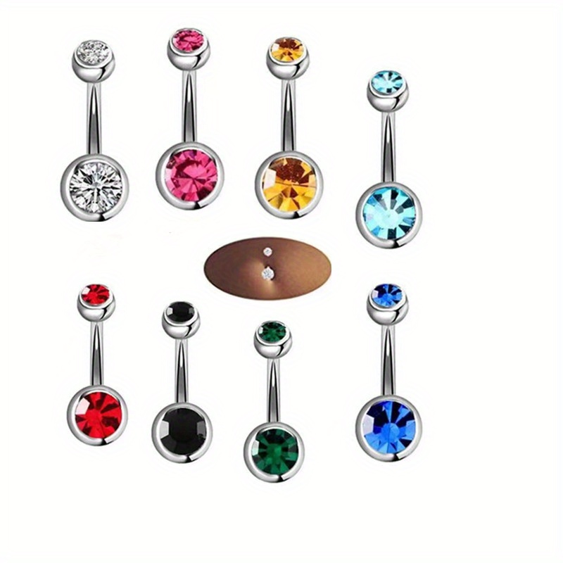 Steel Rhinestone Belly Button Ring Men - Temu Canada