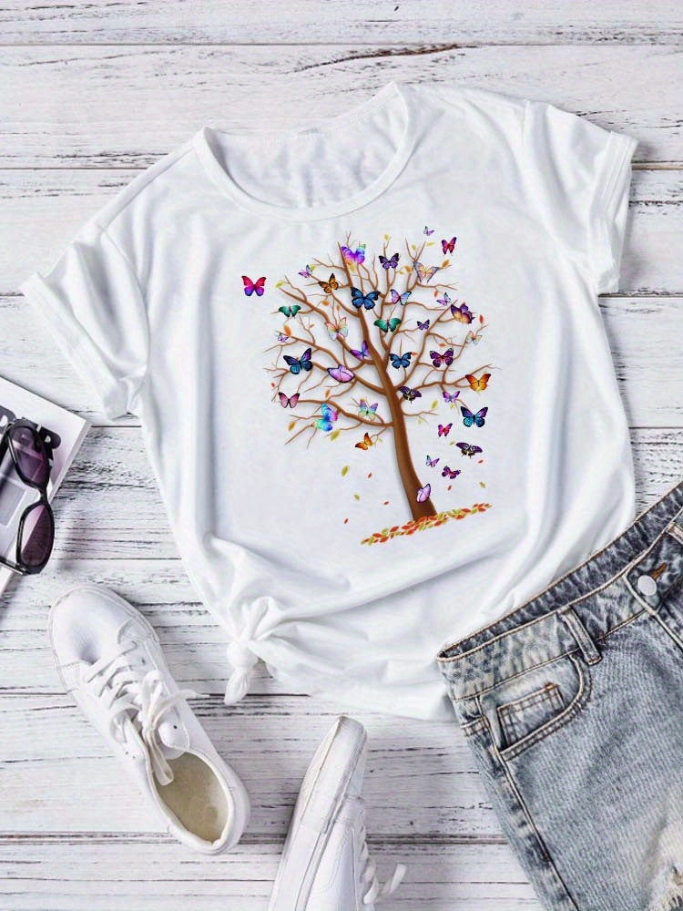 print crew neck t shirt casual short sleeve - Temu New Zealand