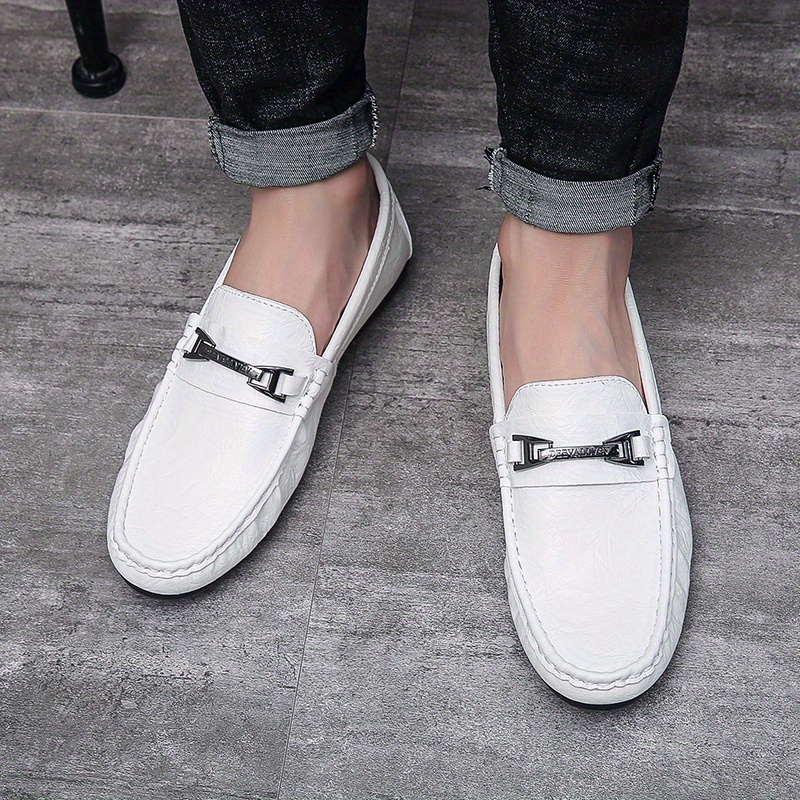 mens pu leather loafer shoes comfy non slip slip on driving shoes mens ...