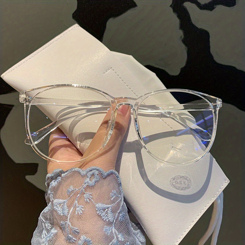 Large Oval Clear Lens Glasses Anti Eyestrain Computer Gaming - Temu ...