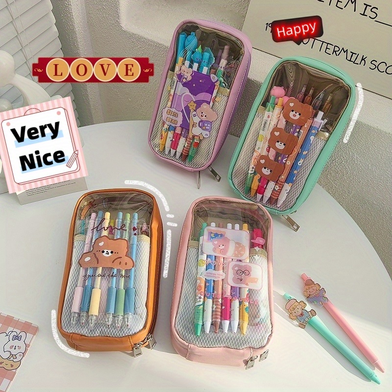 four layer transparent pvc pencil case stationery bag - Temu Canada