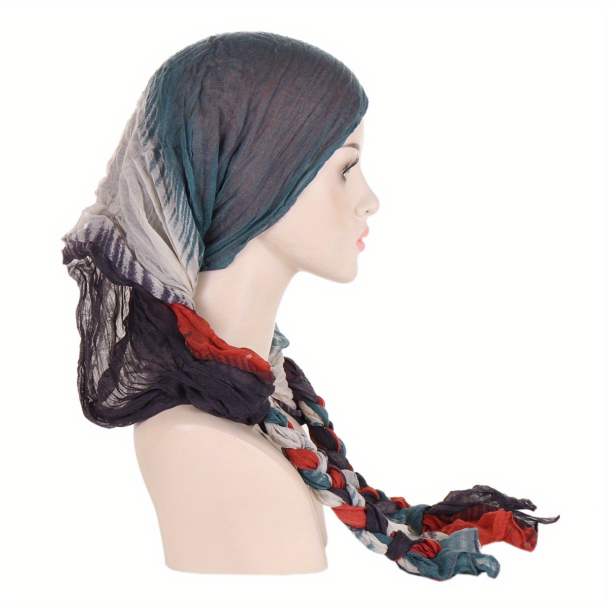 Boho Braided Head Scarf Block Elastic Turban - Temu New Zealand