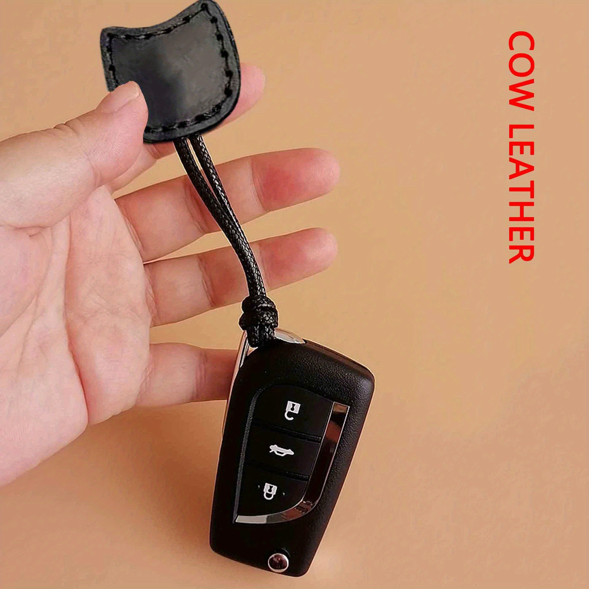 Car Keychain Pendant Minimalist Top Layer Cowhide Cat Head - Temu Australia